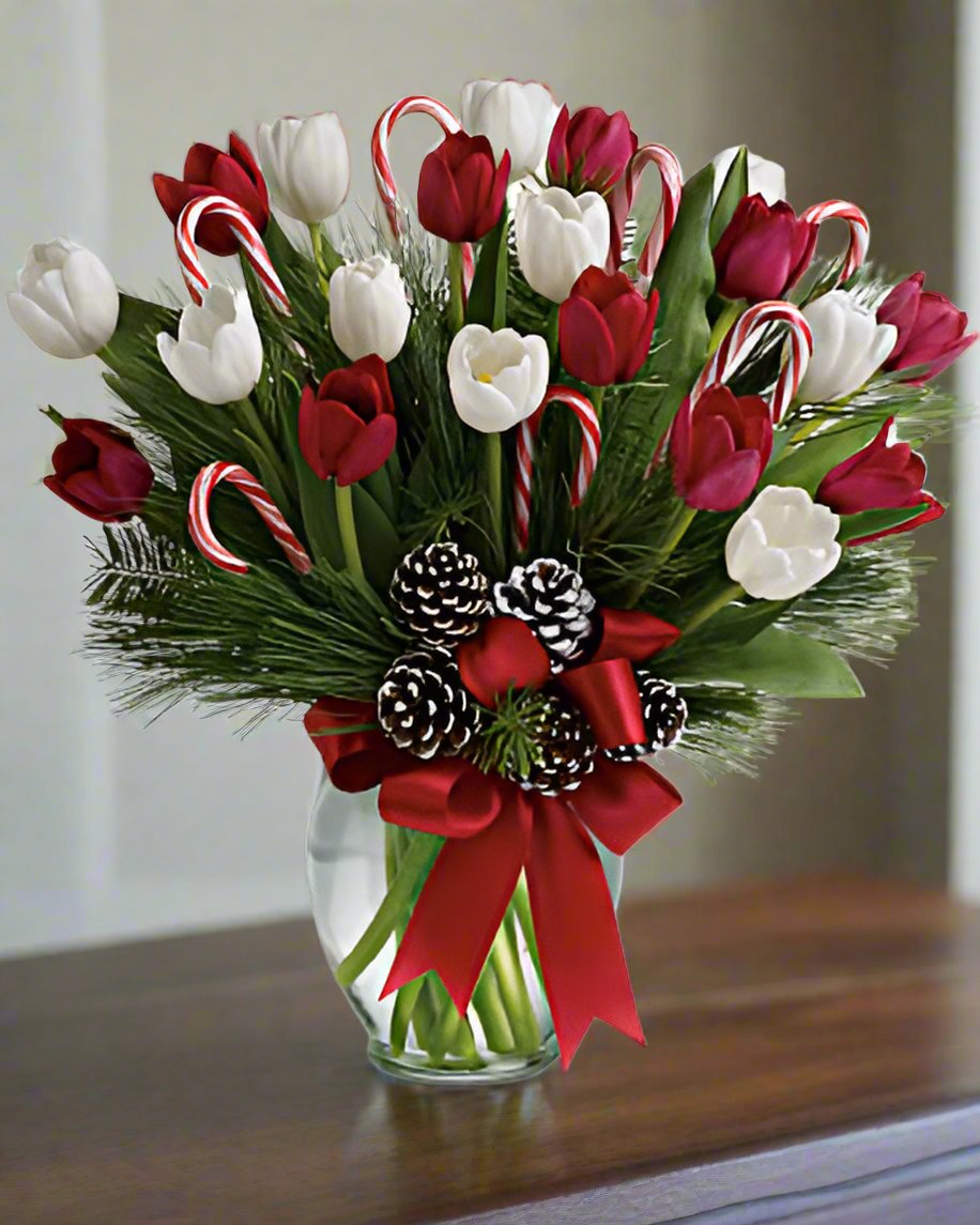 Candy Cane Tulip Arrangement