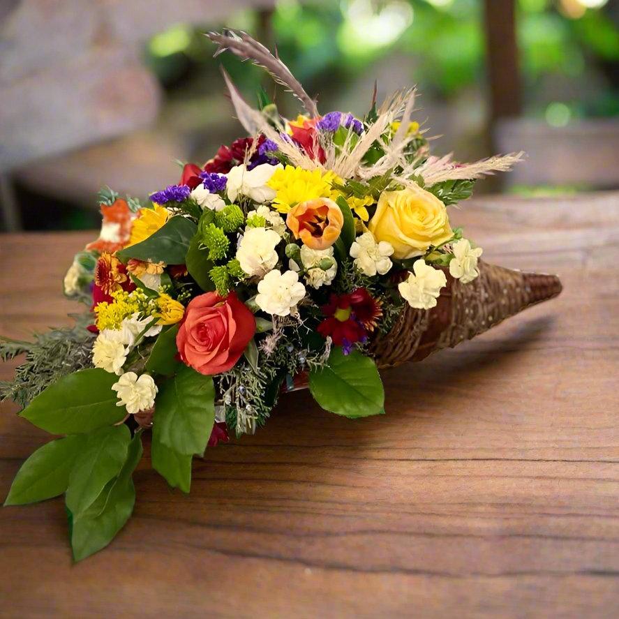 Cornucopia Flower Arrangement - Handmade by Local Florist